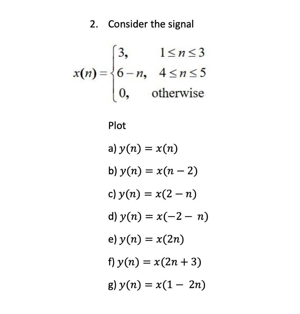 Solved 2. Consider the signal 3, 1 | Chegg.com