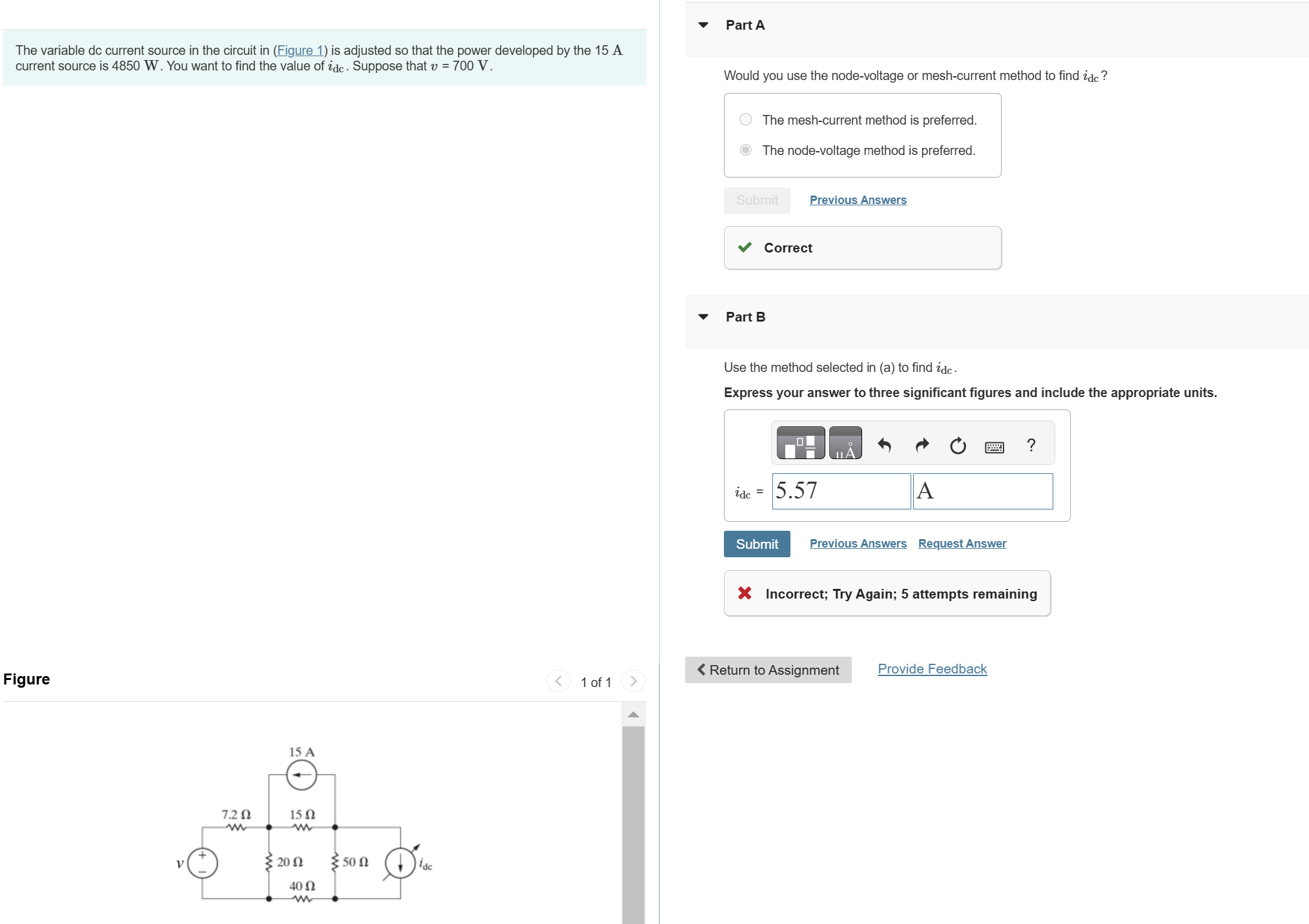 The variable dc current source in the circuit in | Chegg.com