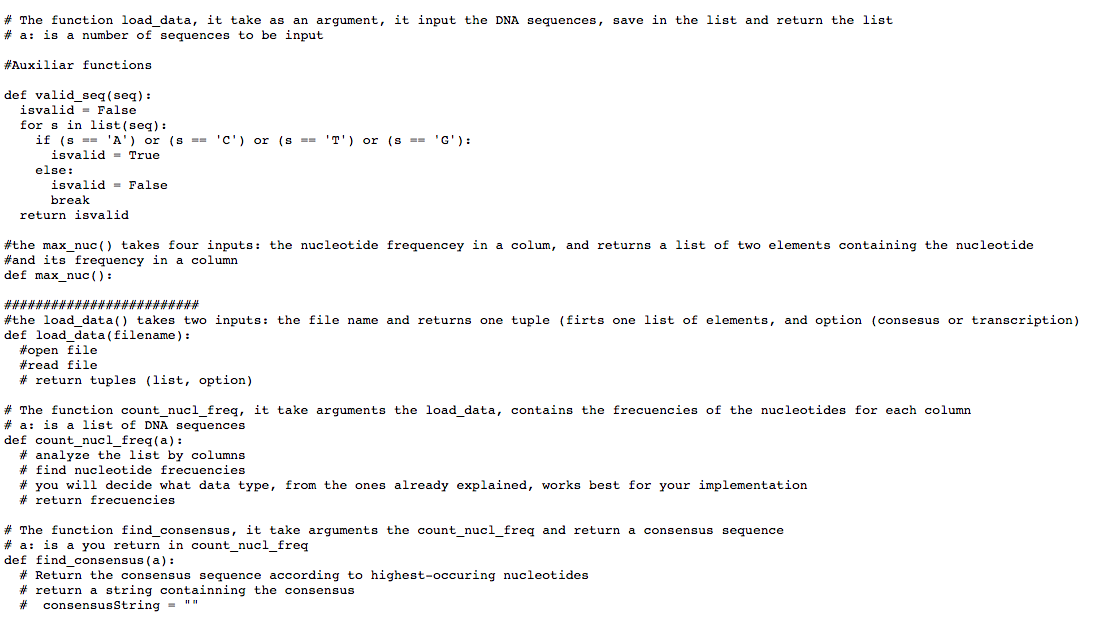 Project 3: DNA Consensus Sequence and RNA | Chegg.com