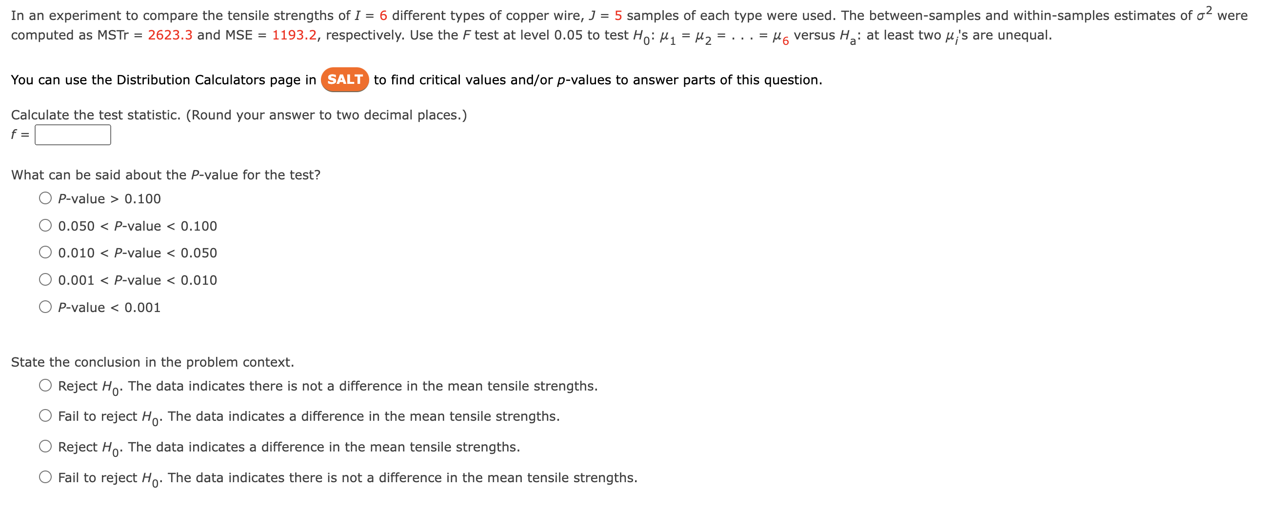 Solved In an ﻿experiment to ﻿compare the tensile strengths | Chegg.com