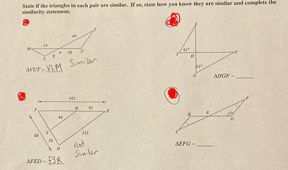 Solved State if the triangles in each pair are similar. If | Chegg.com