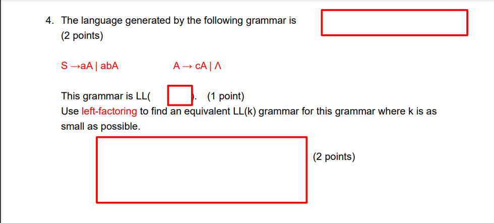 Solved 4. The language generated by the following grammar is | Chegg.com