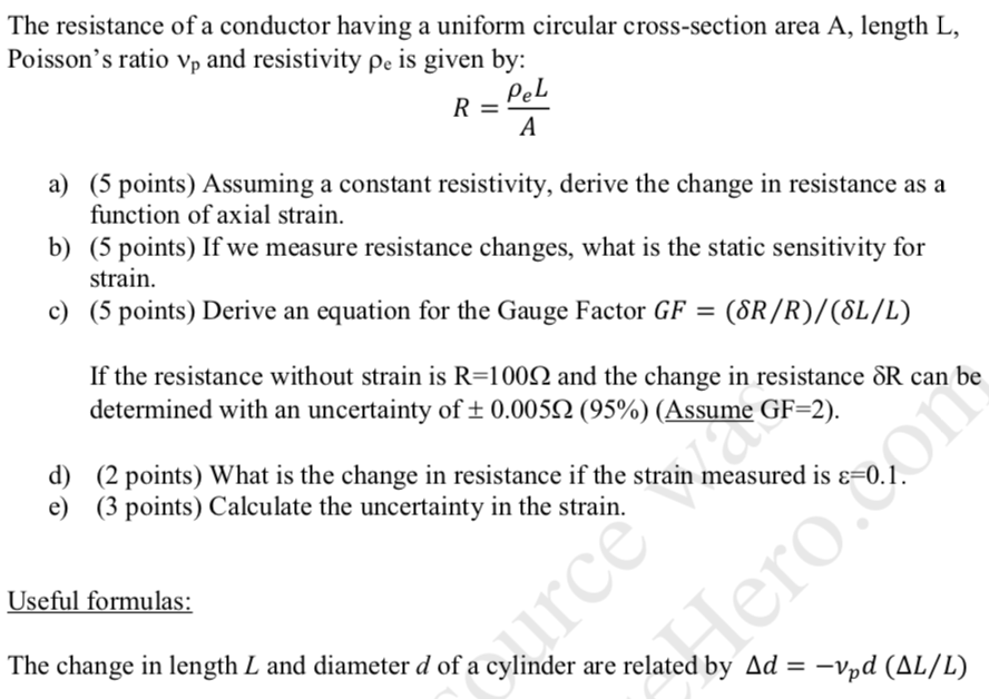 Solved The resistance of a conductor having a uniform | Chegg.com