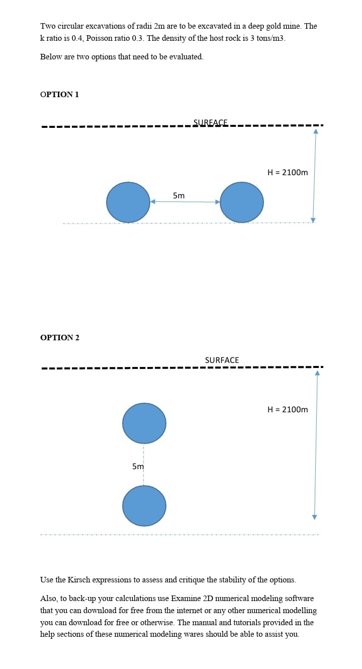 Solved Two circular excavations of radii 2 m are to be | Chegg.com