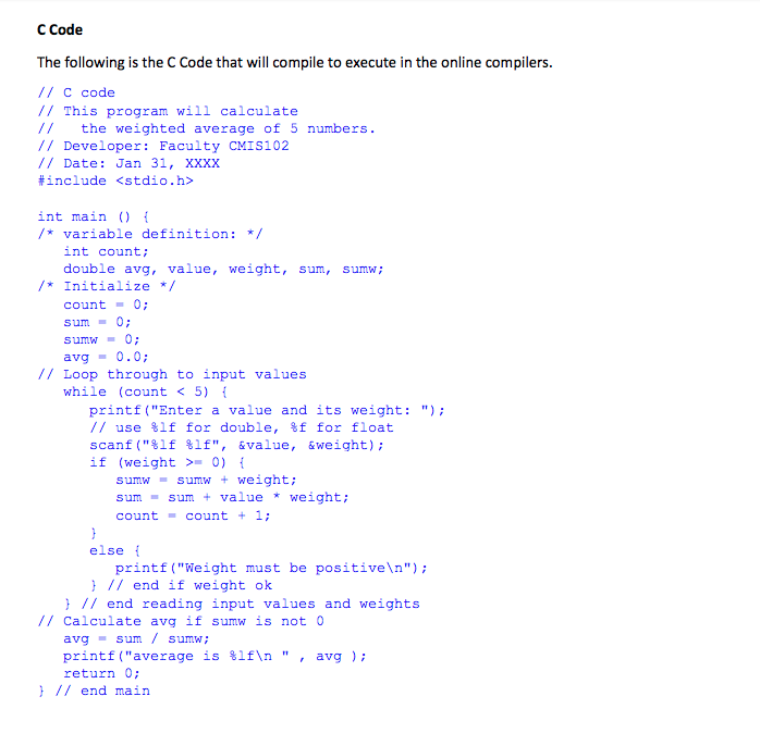 Solved CMIS 102 Hands-On Lab Week 5 -Weighted Average | Chegg.com