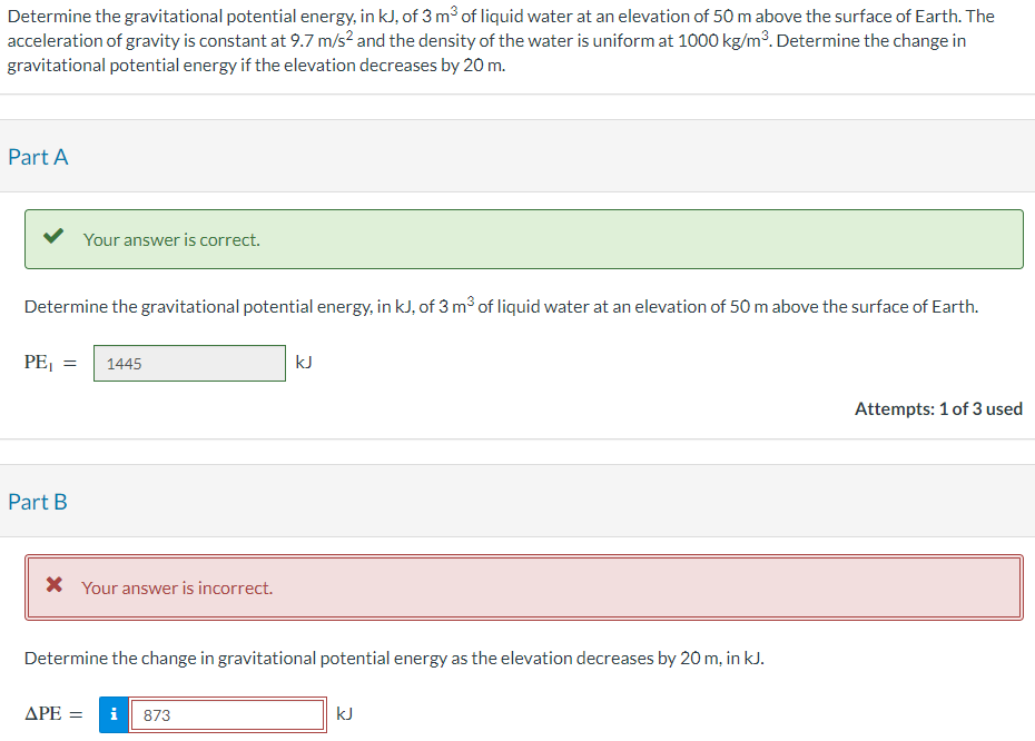 Solved Determine the gravitational potential energy, in kJ, | Chegg.com