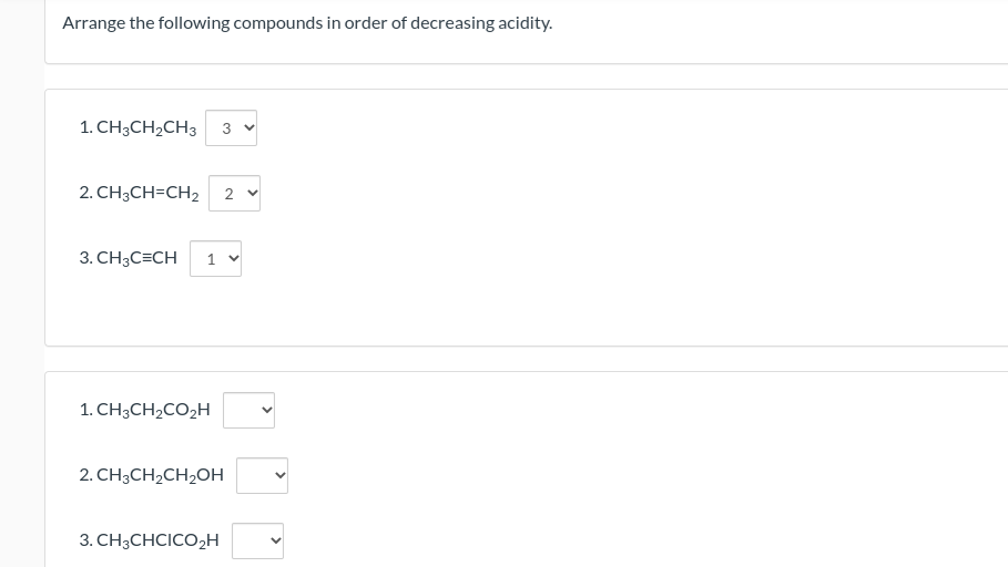 Solved Arrange the following compounds in order of | Chegg.com