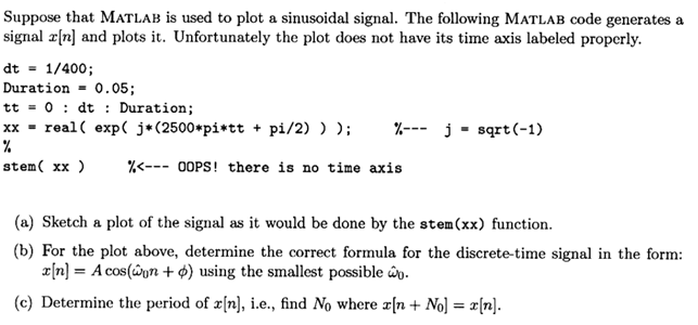 Solved Suppose that MatLaB is used to plot a sinusoidal | Chegg.com