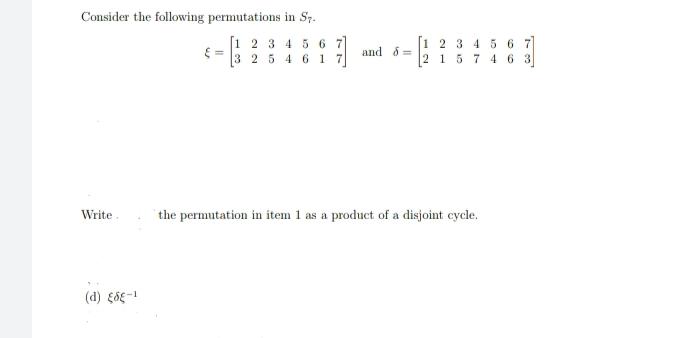 Solved Consider the following permutations in Sy. 1 2 3 4 5 | Chegg.com
