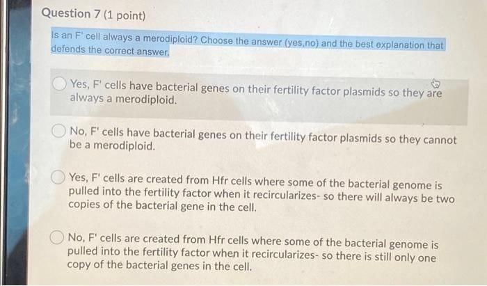 Solved Question 7 (1 point) Is an F' cell always a | Chegg.com