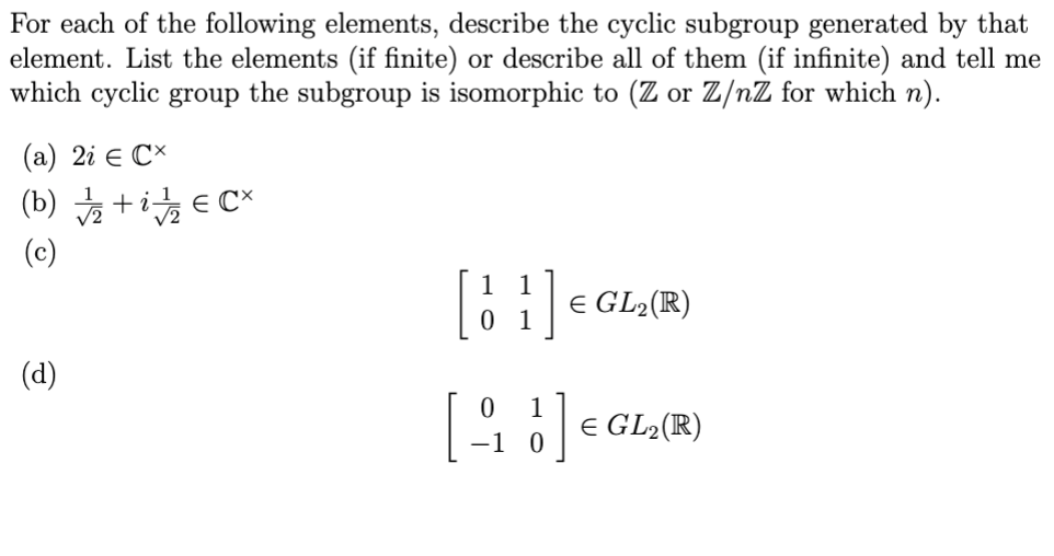 Solved For each of the following elements, describe the | Chegg.com