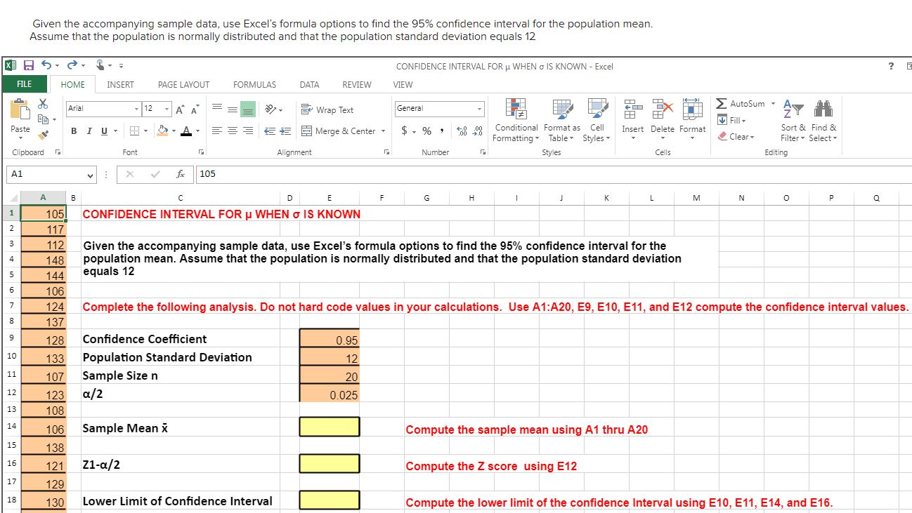 Please give excel formulas | Chegg.com