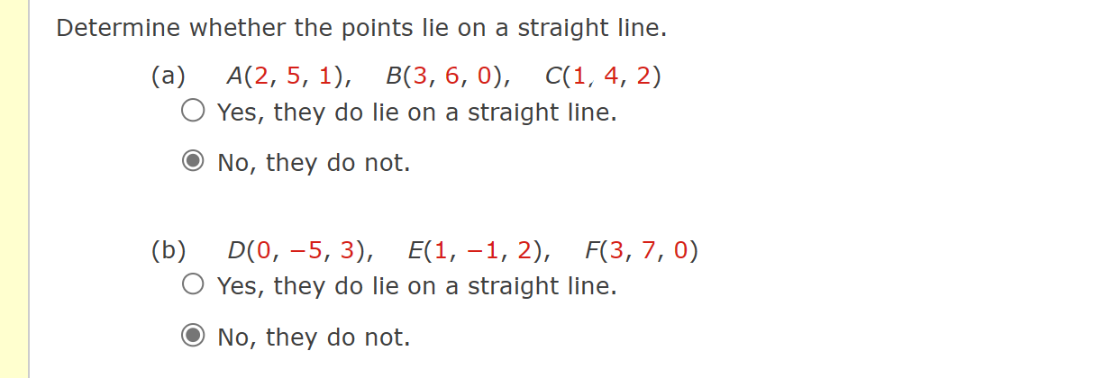 Solved Determine whether the points lie on a straight | Chegg.com