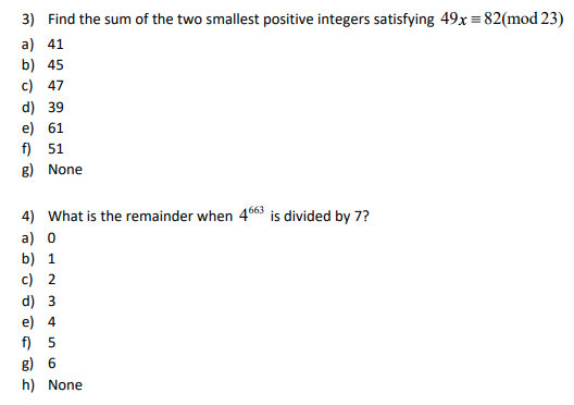 Solved 3) Find the sum of the two smallest positive integers | Chegg.com
