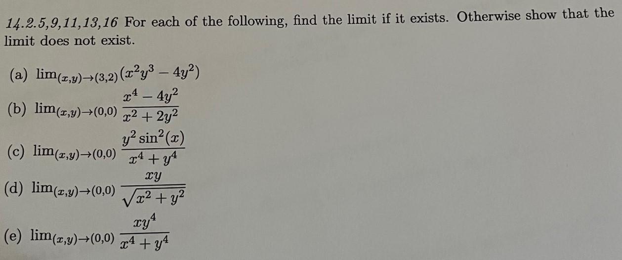 Solved 14.2.5,9,11,13,16 For each of the following, find the | Chegg.com