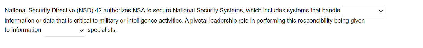 Solved National Security Directive (NSD) 42 authorizes NSA | Chegg.com