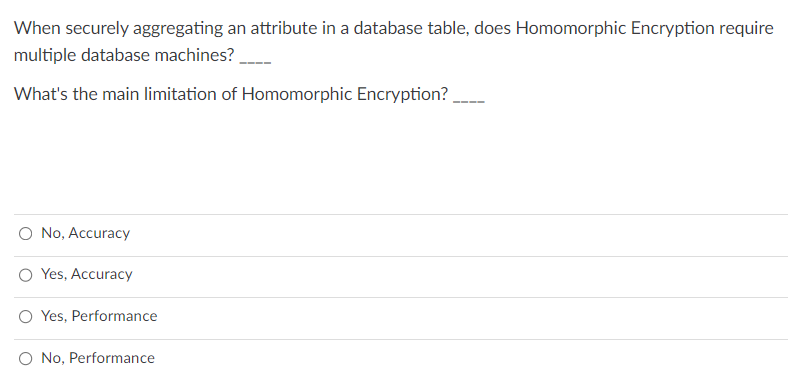 Solved When securely aggregating an attribute in a database | Chegg.com