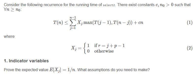 Consider the following recurrence for the running | Chegg.com