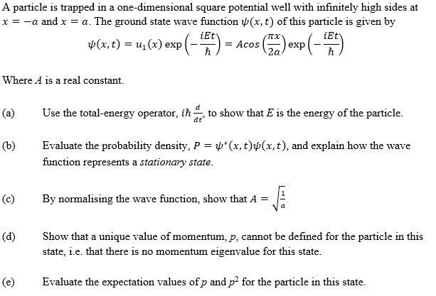 Solved A particle is trapped in a one-dimensional square | Chegg.com