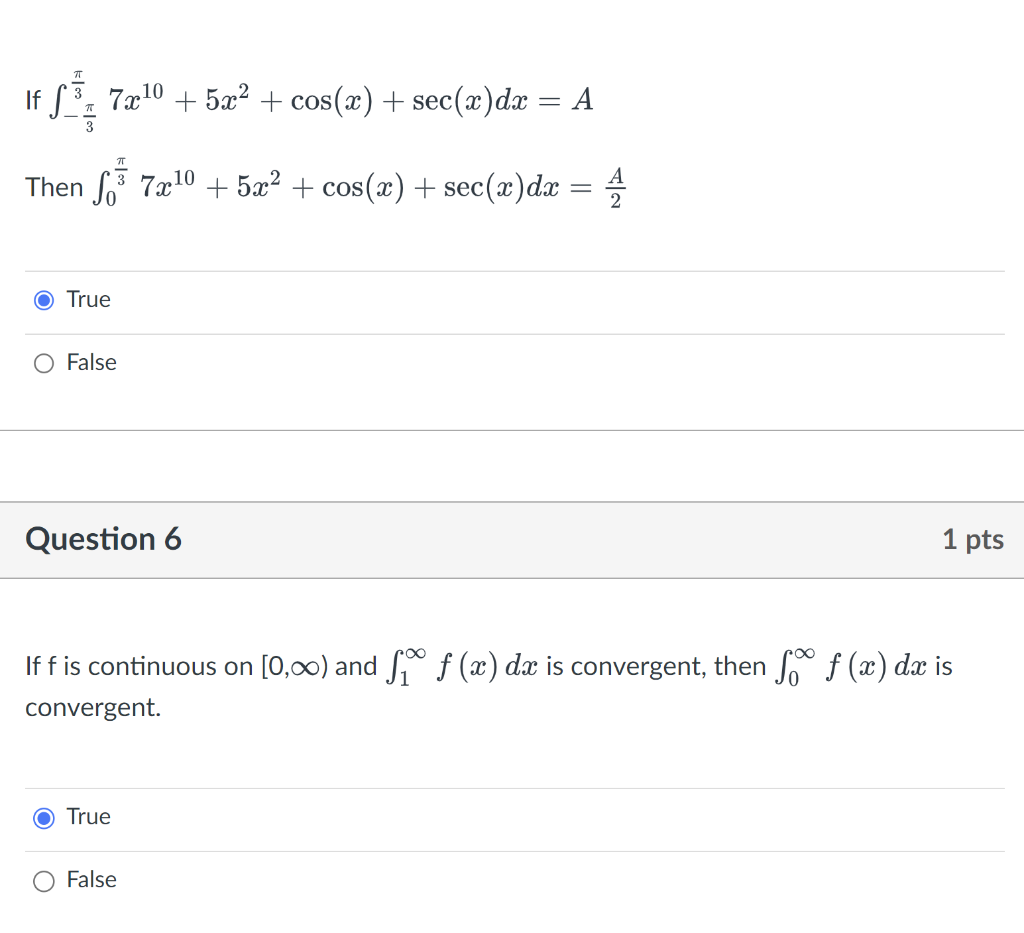 Solved If ∫−3π3π7x10+5x2+cos(x)+sec(x)dx=A Then | Chegg.com