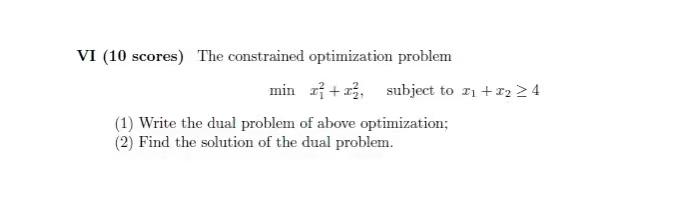 Solved VI (10 scores) The constrained optimization problem | Chegg.com