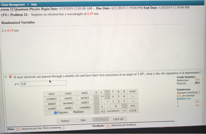 Solved Class Management I Help esson 12 Quantum Physics | Chegg.com