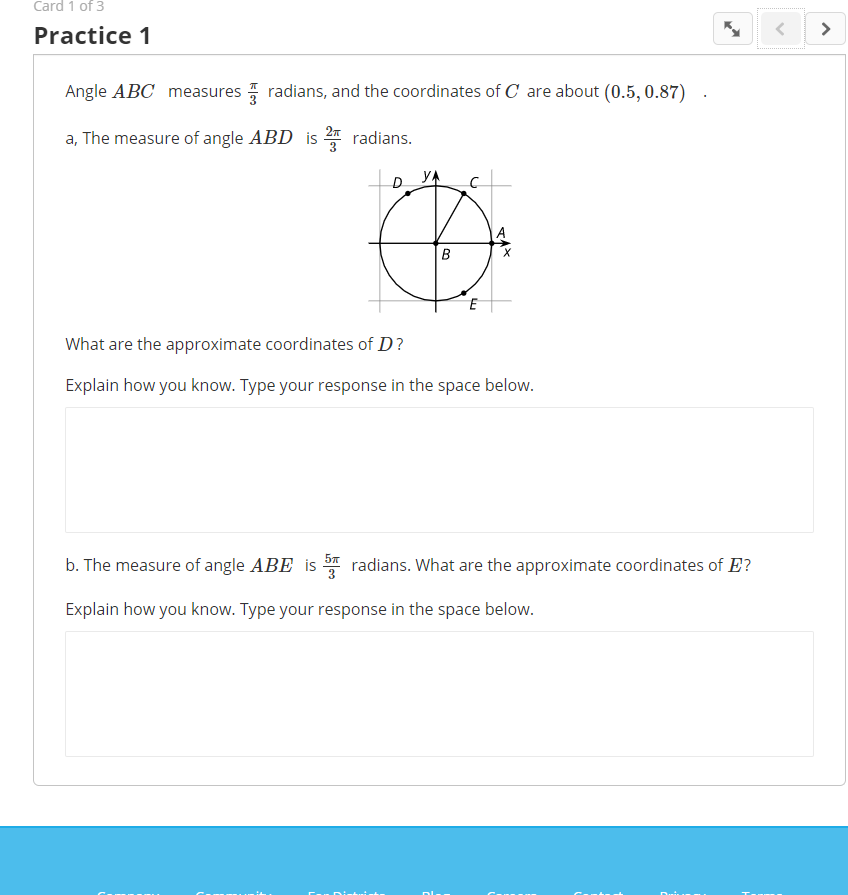 Solved Card 1 of 3 Practice 1 Angle ABC measures | Chegg.com