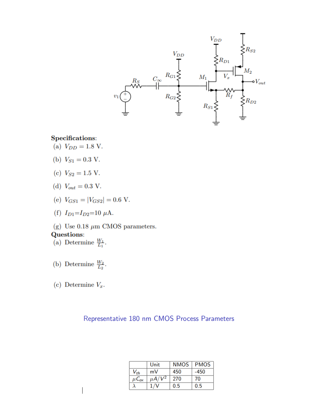 Solved VpD T Rs2 VpD Rpi M2 RGI M V2 C. Rs W GE Vout w U1 | Chegg.com