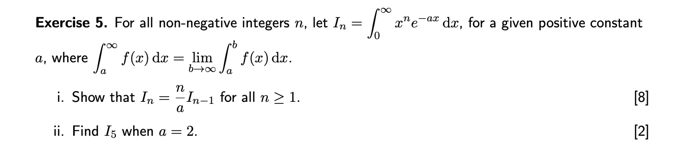 Solved Exercise 5. ﻿For all non-negative integers n, ﻿let | Chegg.com