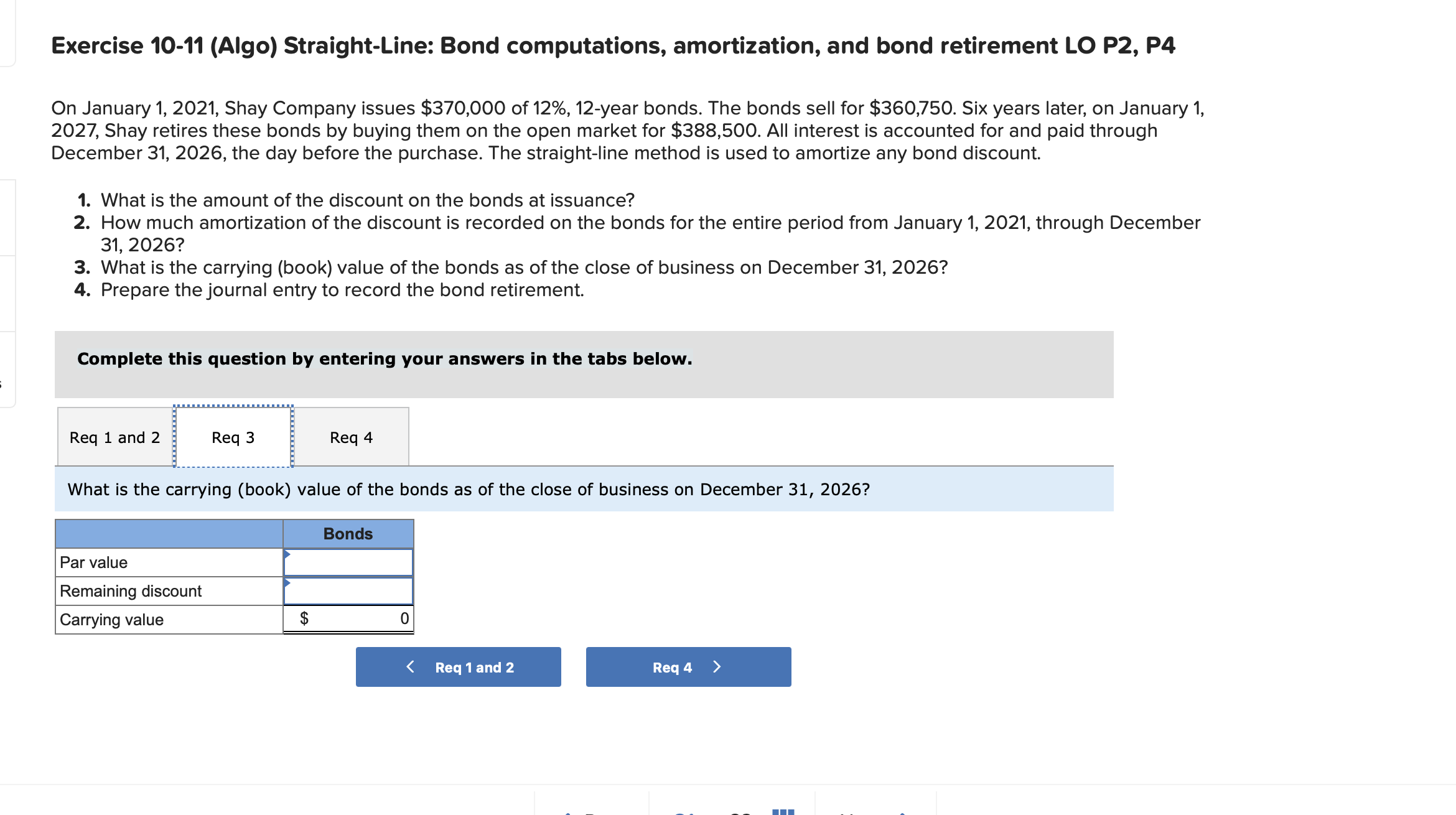 Solved Exercise 10-11 (Algo) Straight-Line: Bond | Chegg.com
