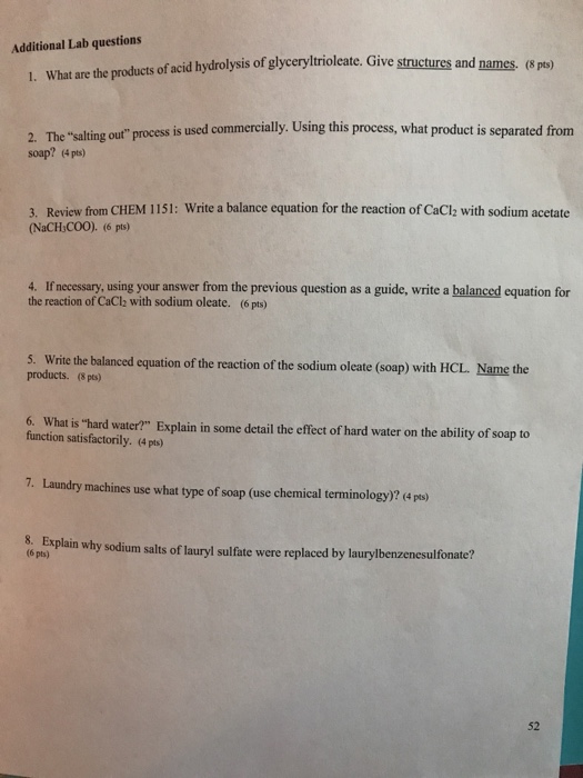 Solved Properties of soaps and Record observations and | Chegg.com