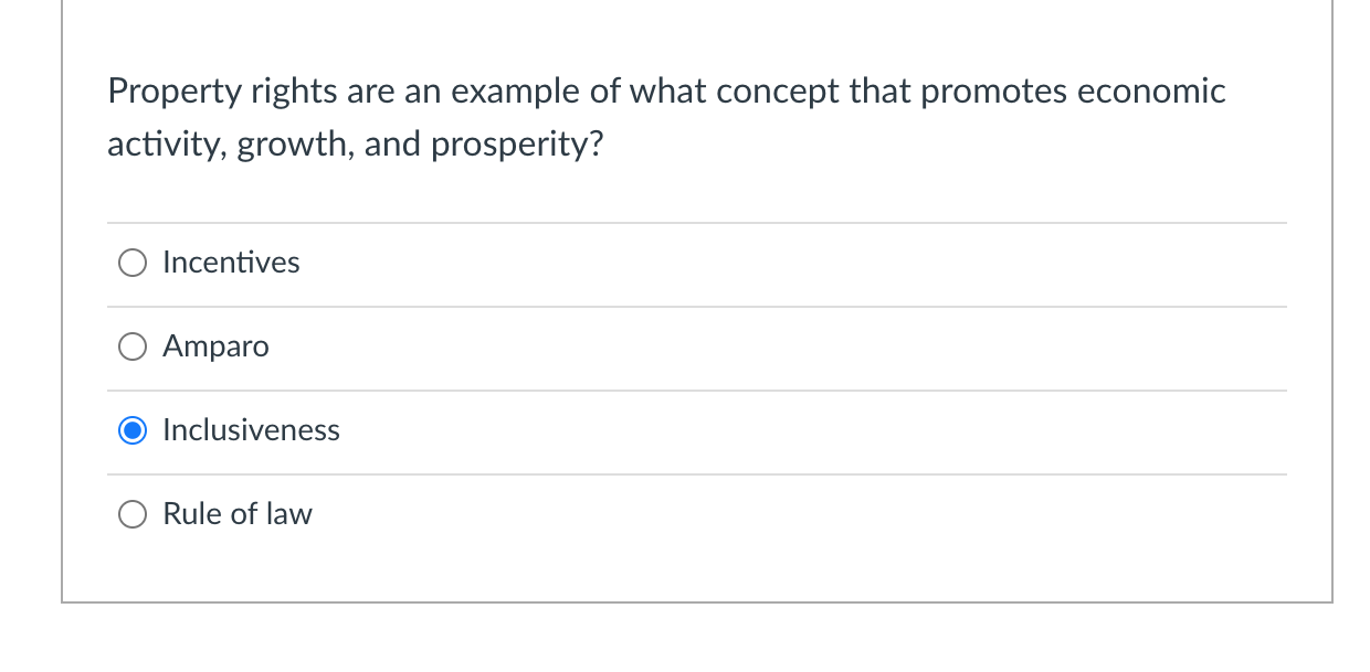 Solved Property rights are an example of what concept that | Chegg.com
