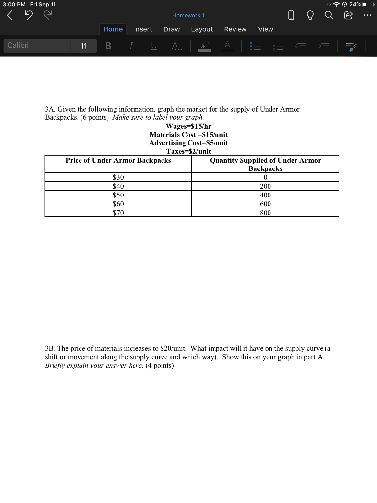 Solved 3:00 PM Fri Sep 11 24%D Homework 1 a Home Insert Draw | Chegg.com