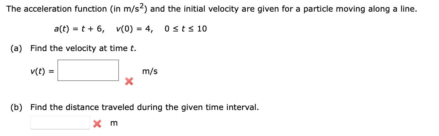 Solved The acceleration function (in ms2 ) and the initial | Chegg.com Solved The acceleration function (in ms2 ) and the initial | Chegg.com