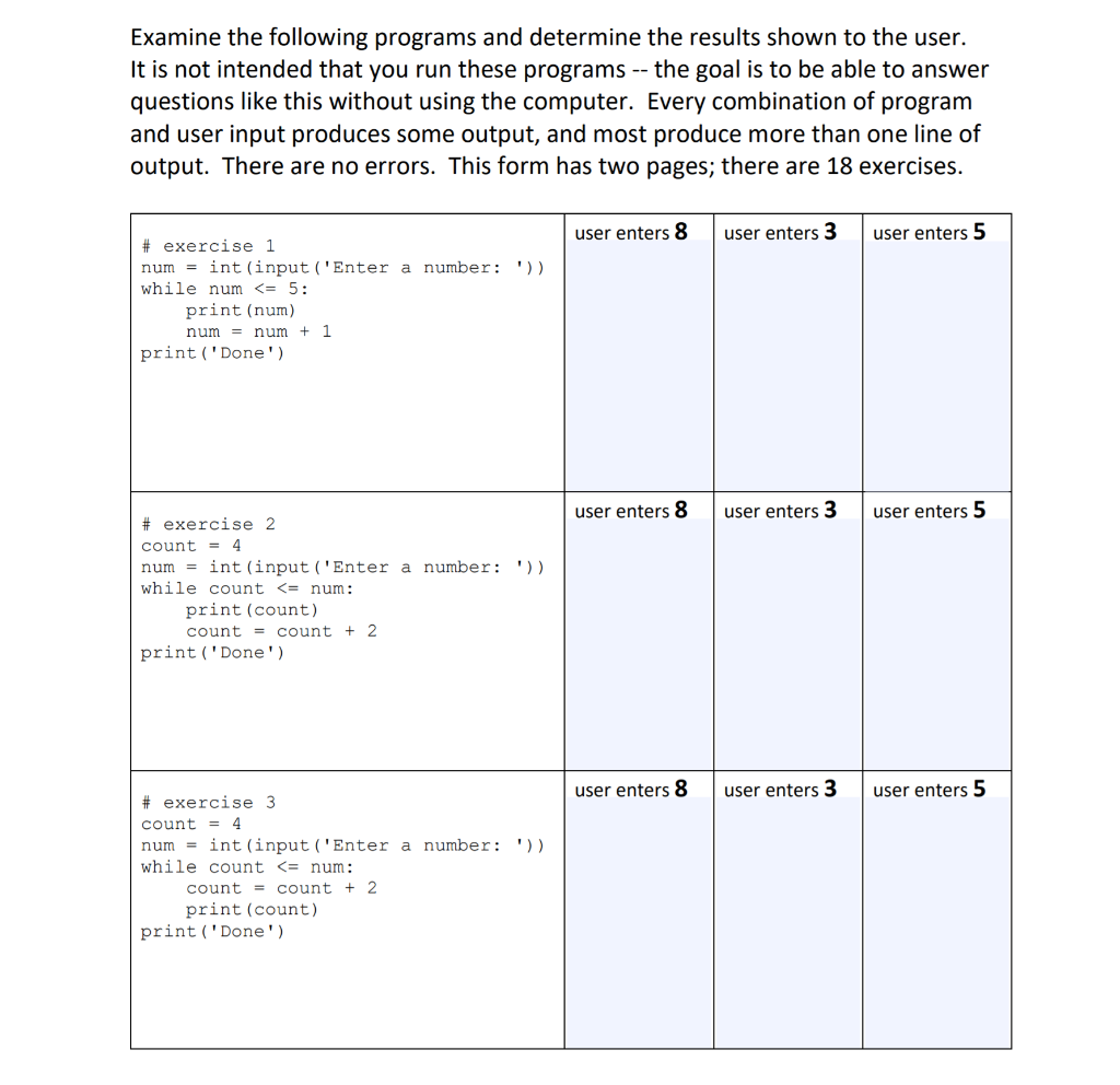 Solved Examine the following programs and determine the | Chegg.com