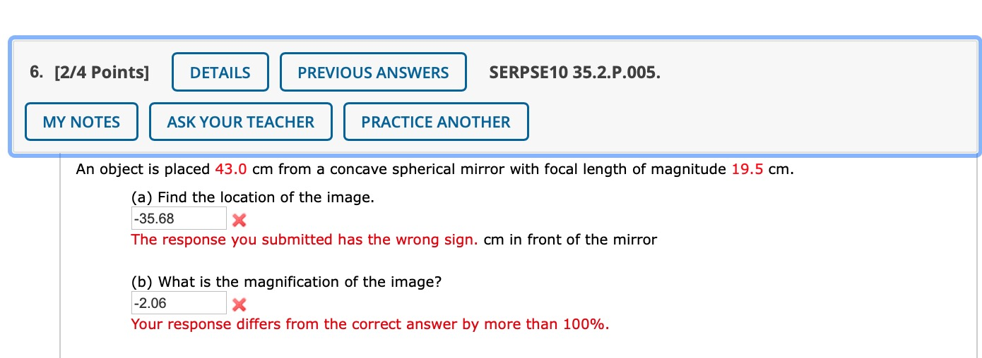 Solved 6. [2/4 Points] DETAILS PREVIOUS ANSWERS SERPSE10 | Chegg.com