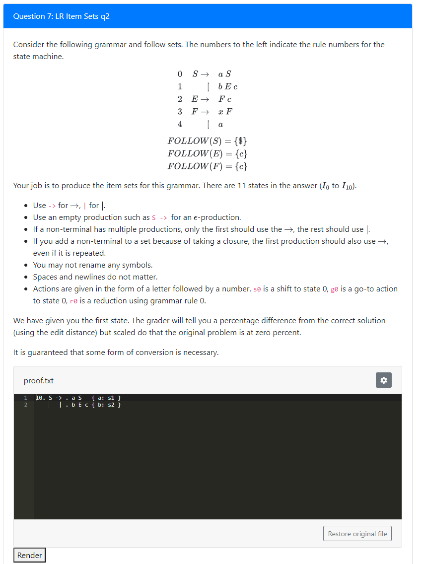 Solved Consider the following grammar and follow sets. The | Chegg.com