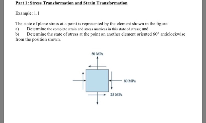 Solved Part 1: Stress Transformation and Strain | Chegg.com