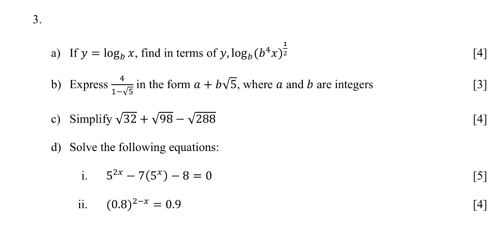 Solved 3. 1 a) If y = log) x, find in terms of y, log, | Chegg.com
