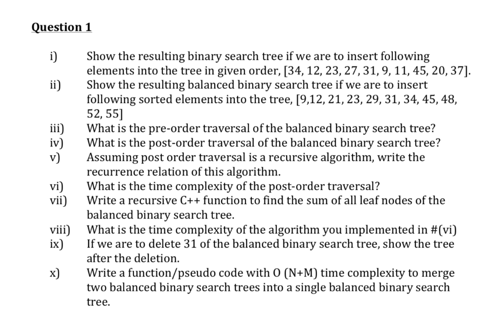 (Solved) : Question 1 Ishow Resulting Binary Search Tree Insert ... (Solved) : Question 1 Ishow Resulting Binary Search Tree Insert ...
