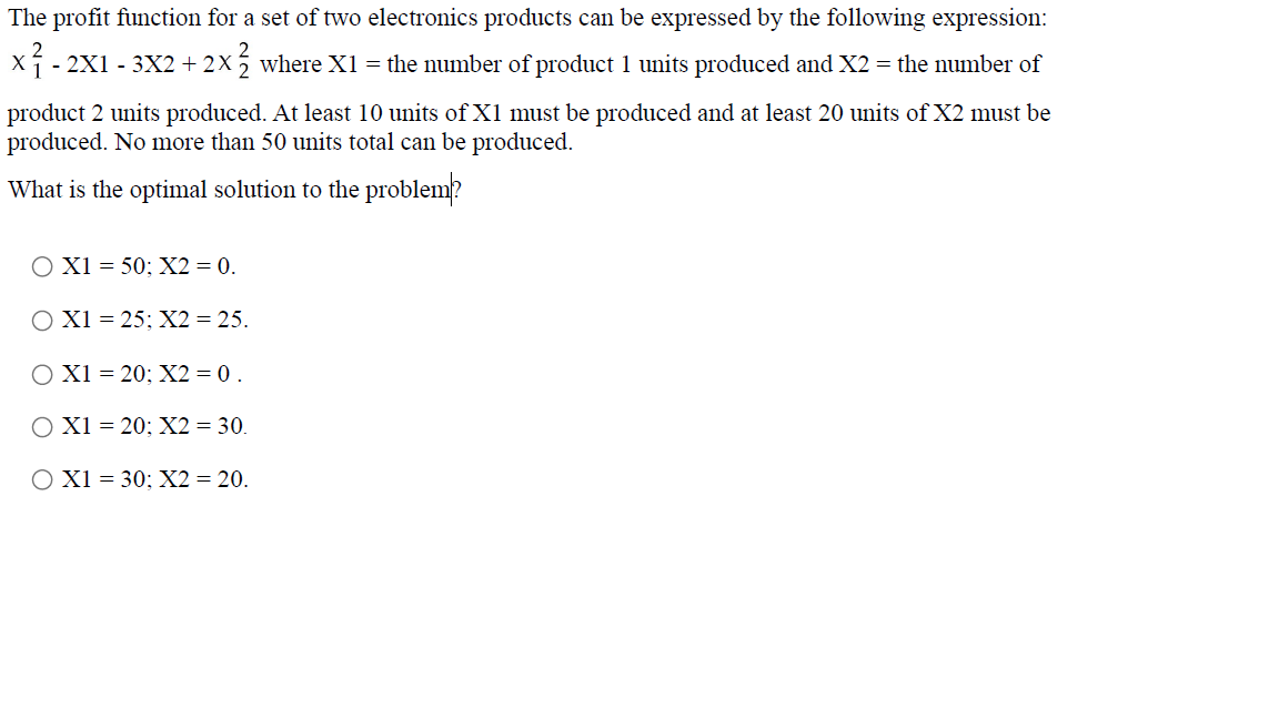 Solved The Profit Function For A Set Of Two Electronics