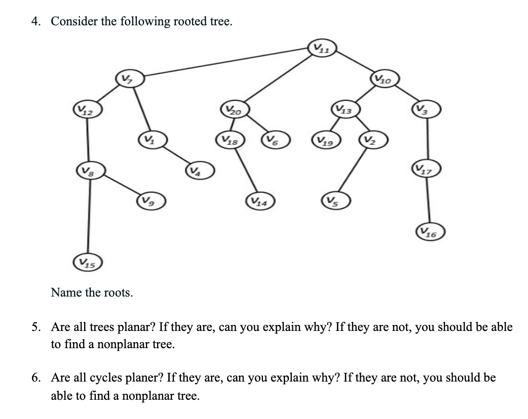 Solved 4. Consider the following rooted tree. V21 Vio vo V23 | Chegg.com
