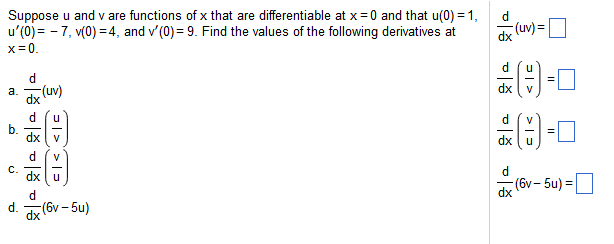 Solved Suppose u and v are functions of x that are | Chegg.com