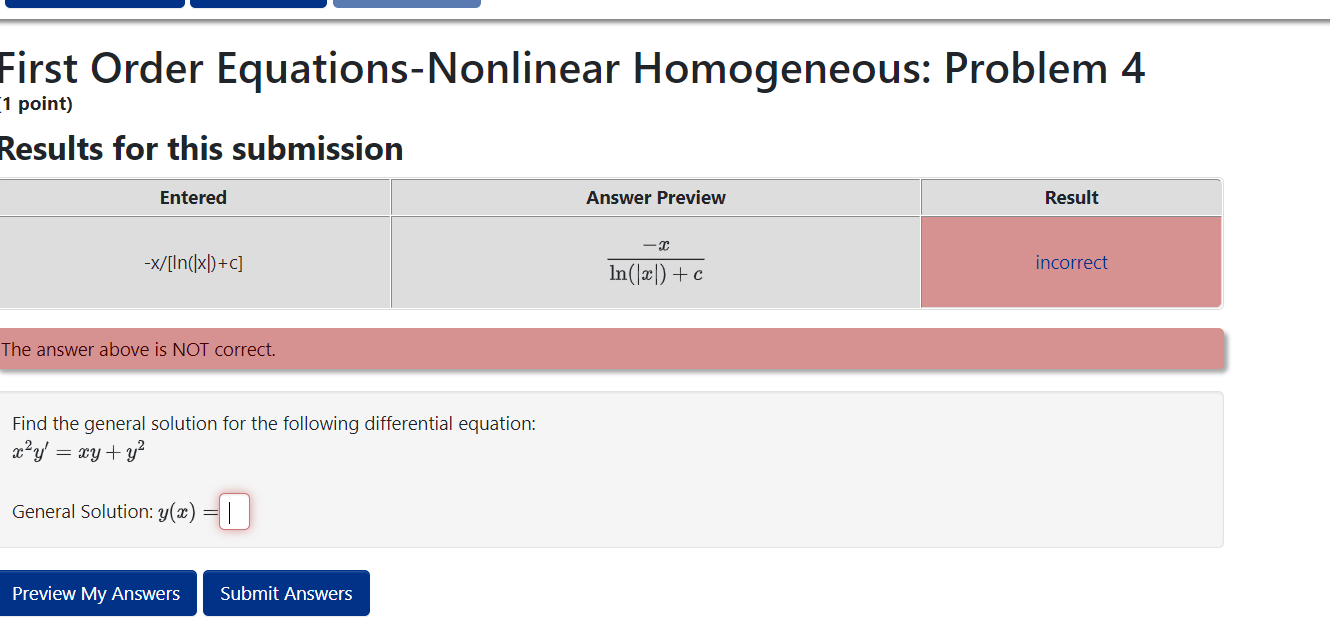 Solved First Order Equations-Nonlinear Homogeneous: Problem | Chegg.com
