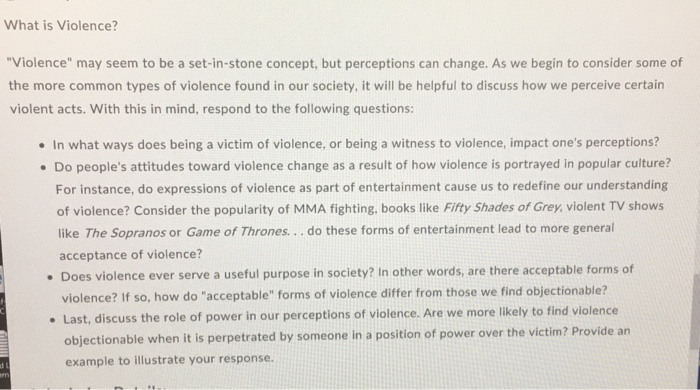 Solved What is Violence? Violence" may seem to be a | Chegg.com