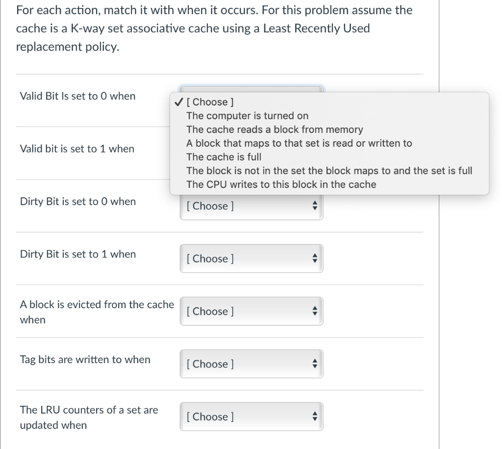 Solved For each action, match it with when it occurs. For | Chegg.com