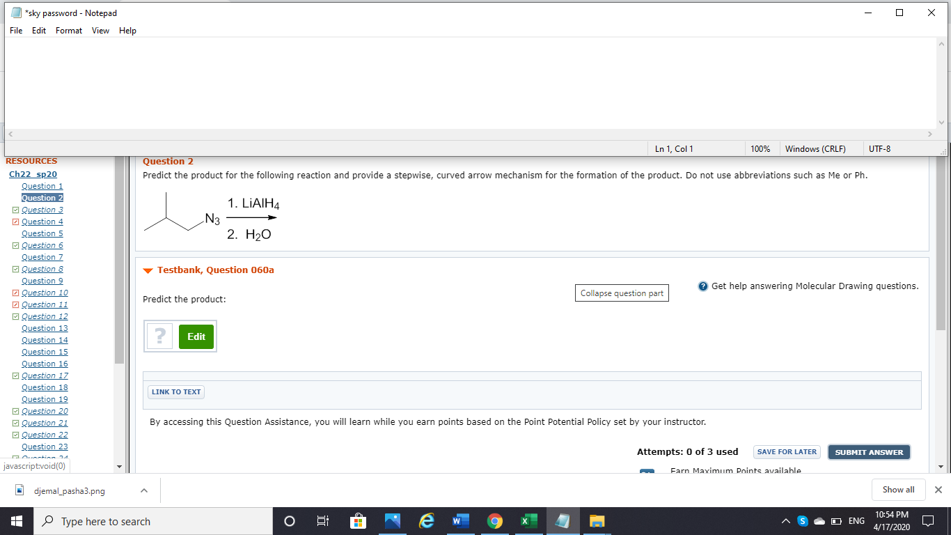 Solved - O X *sky password - Notepad File Edit Format View | Chegg.com