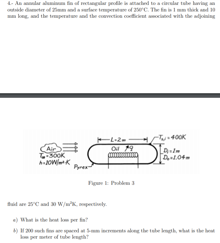 Solved 4.- An annular aluminum fin of rectangular profile is | Chegg.com