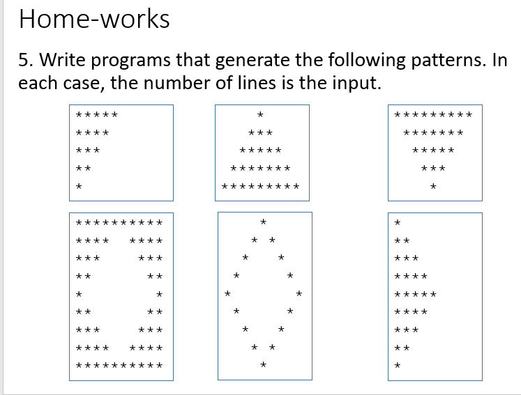 5. Write programs that generate the following | Chegg.com