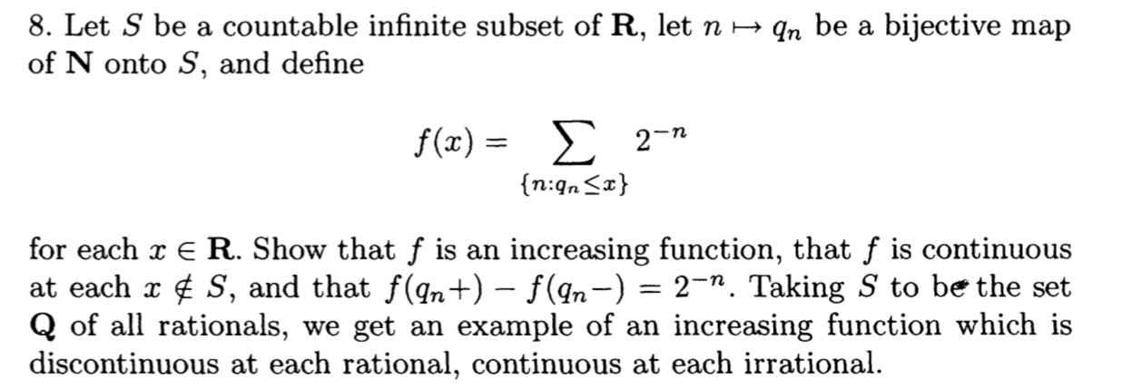Solved 8. Let S be a countable infinite subset of R, let n H | Chegg.com
